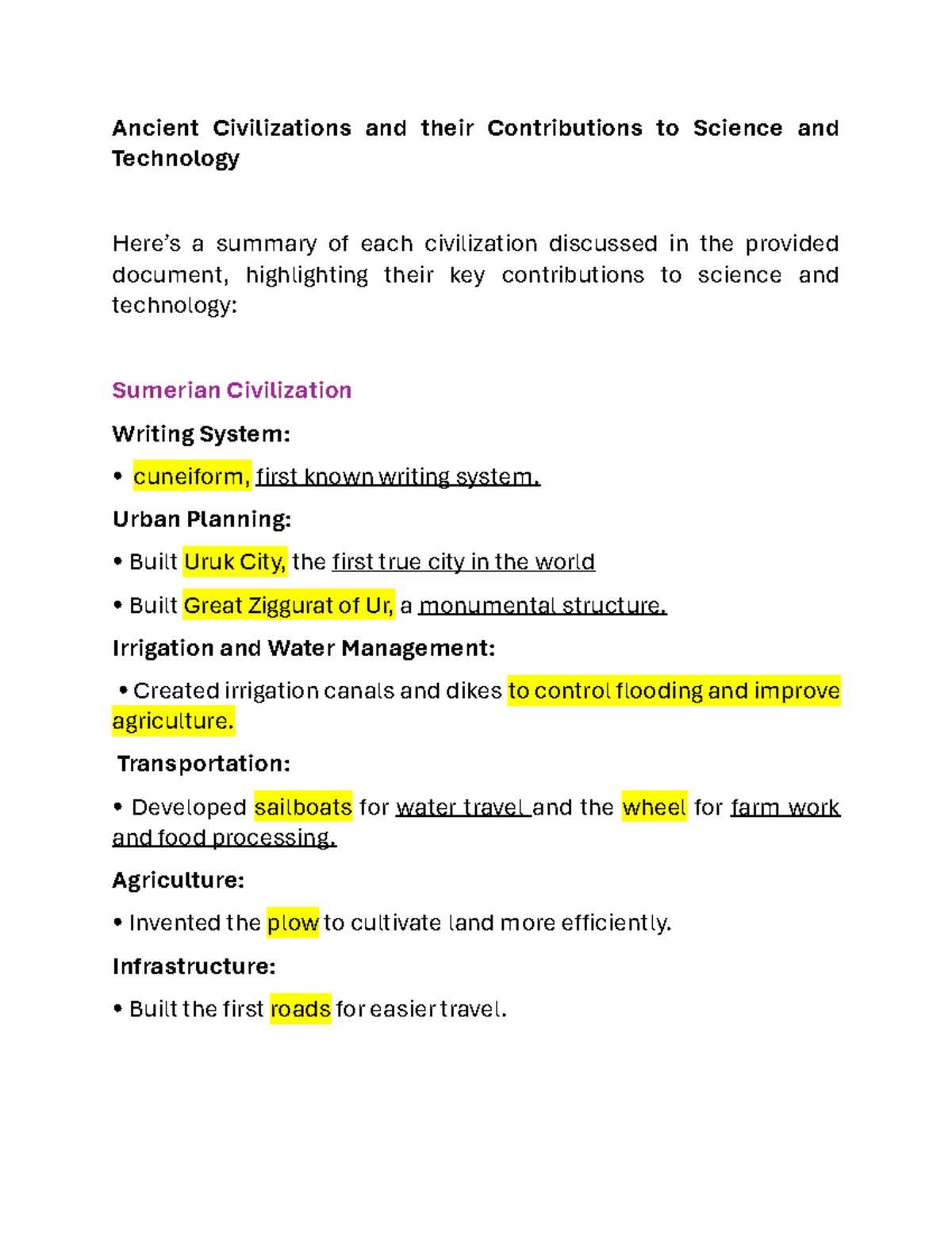 STS Reviewer - Ancient Civilizations and their Contributions to Science ...