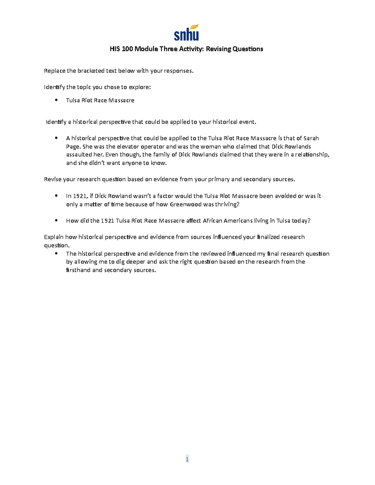HIS 100 Module Three Activity Revising Questions - HIS 100 Module Three ...