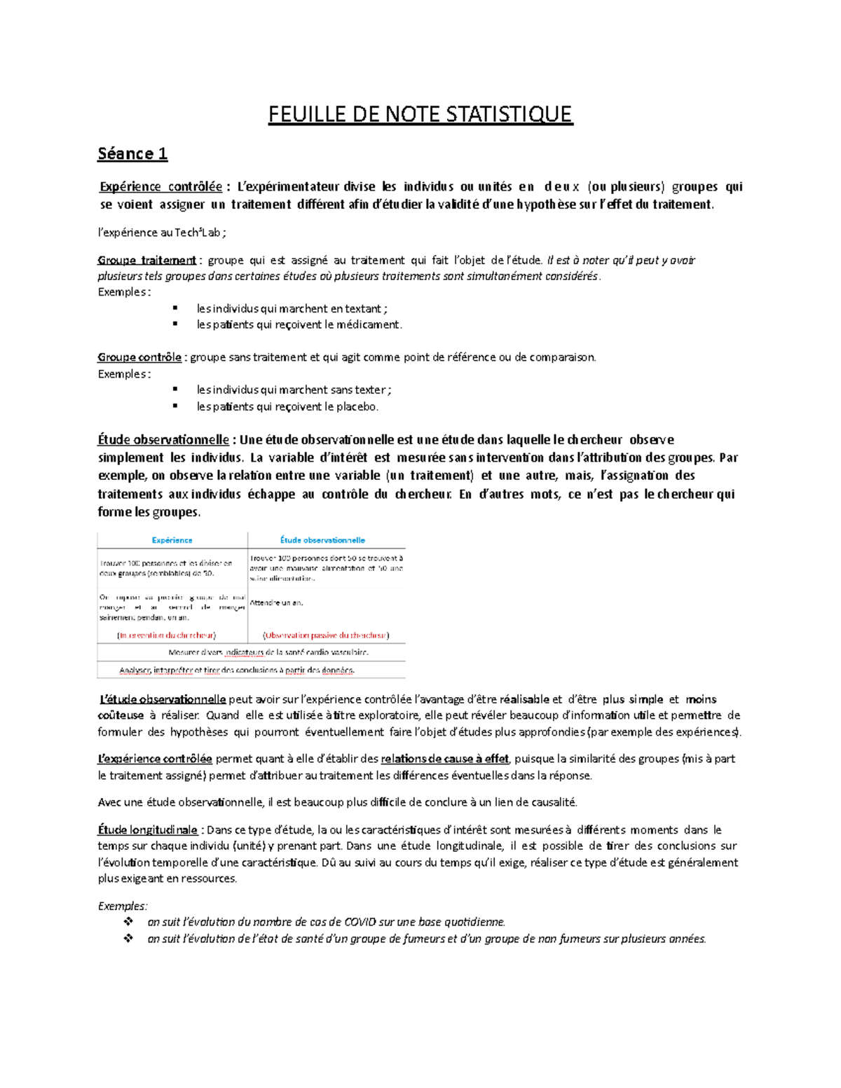 Résumé DES Power Points Statistiques - FEUILLE DE NOTE STATISTIQUE ...