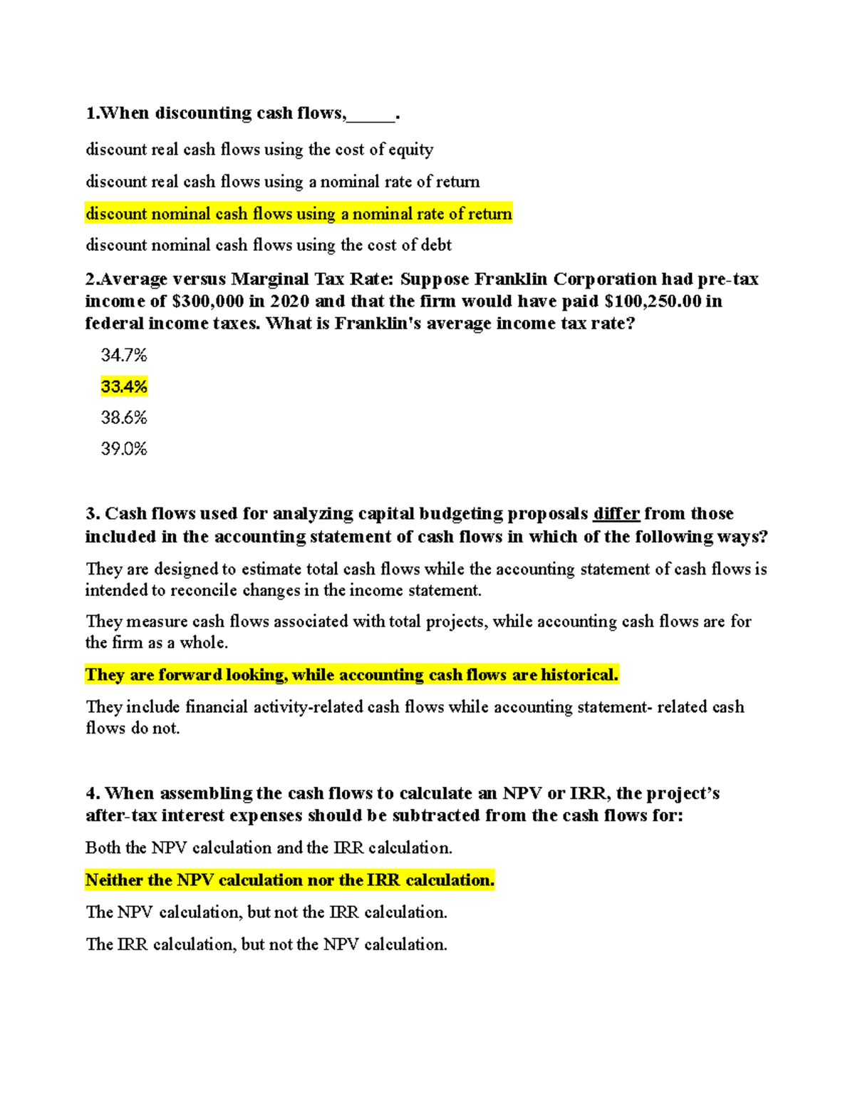 MT480 Corporate Finance Unit 3 Lab Activity - 1 discounting cash flows ...