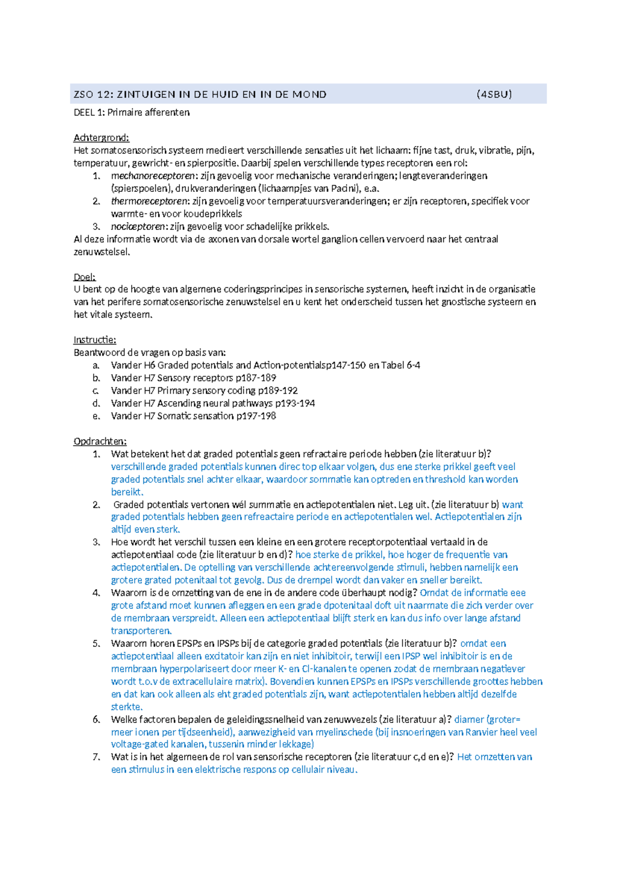 ZSO 12 Zintuigen in de huid en in de mond - ZSO 12: ZINTUIGEN IN DE ...