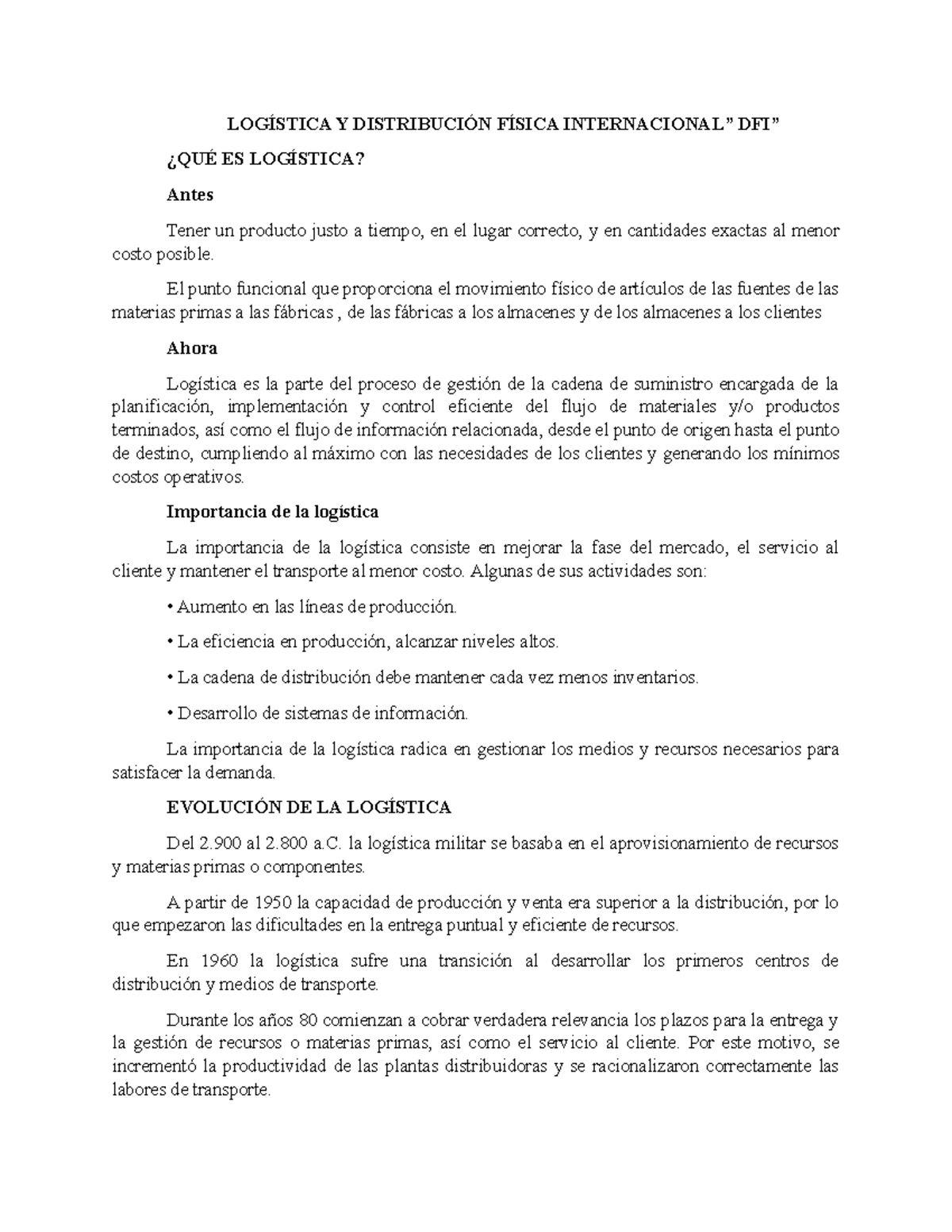 Logística Y Distribución Física Internacional - LOGÍSTICA Y ...