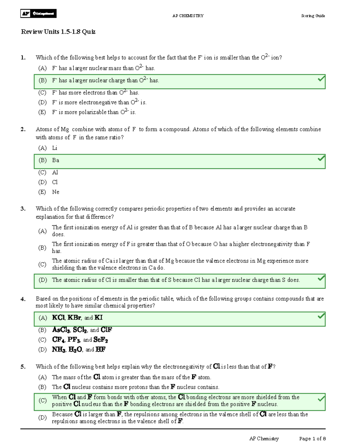 AP Classroom Quiz Answers - Which of the following best helps to ...