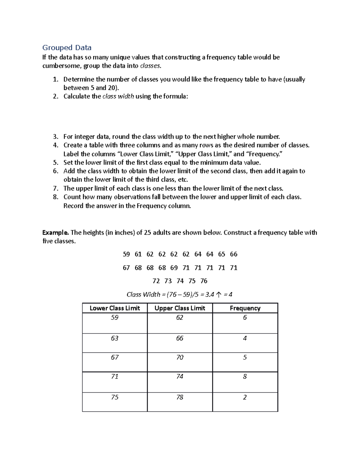 2.1 2.2 2.4 and part of 2.5 - Grouped Data If the data has so many ...
