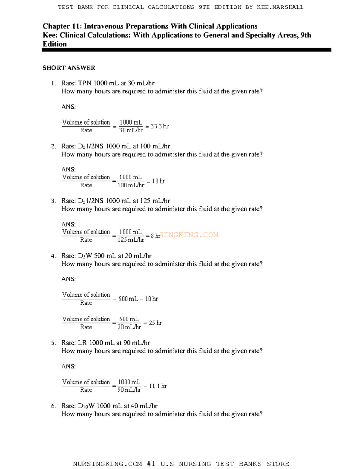 Clinical Calculation Chapter 11 Nursingking Chapter 11 Intravenous