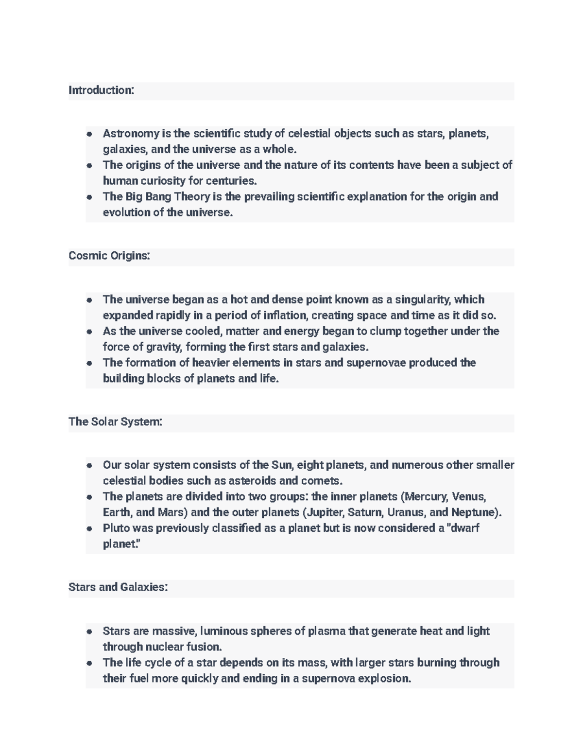 Astronomy Notes - Introduction: Astronomy is the scientific study of ...