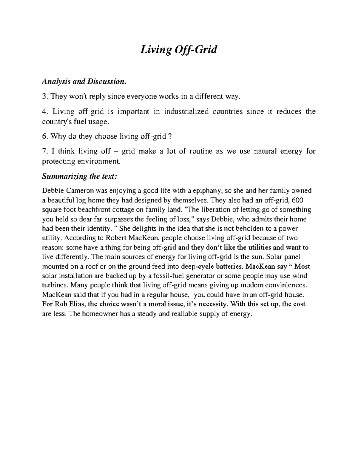 Living Off-converted - mmm - Living Off-Grid Analysis and Discussion. 3 ...