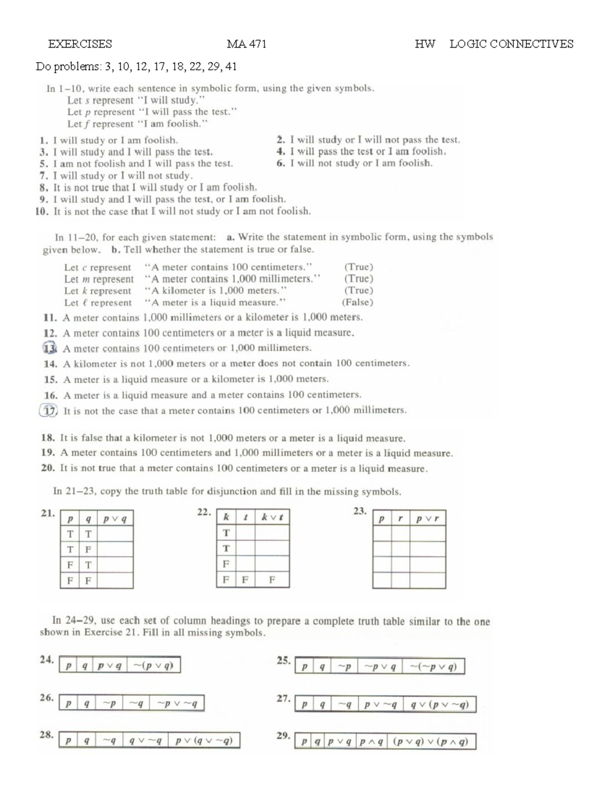 asdfasd fasvfvsdfsdf - CSCI 240 - EXERCISES MA 471 HW LOGIC CONNECTIVES ...