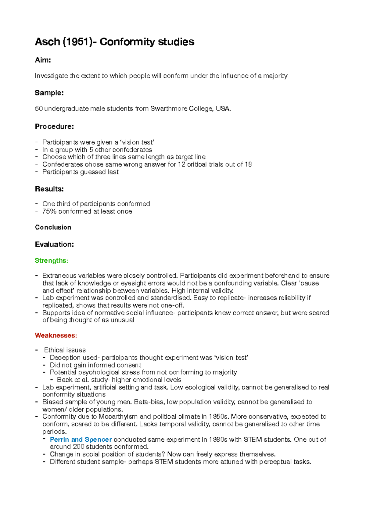 Asch's Conformity Studies - Asch (1951)- Conformity studies Aim ...