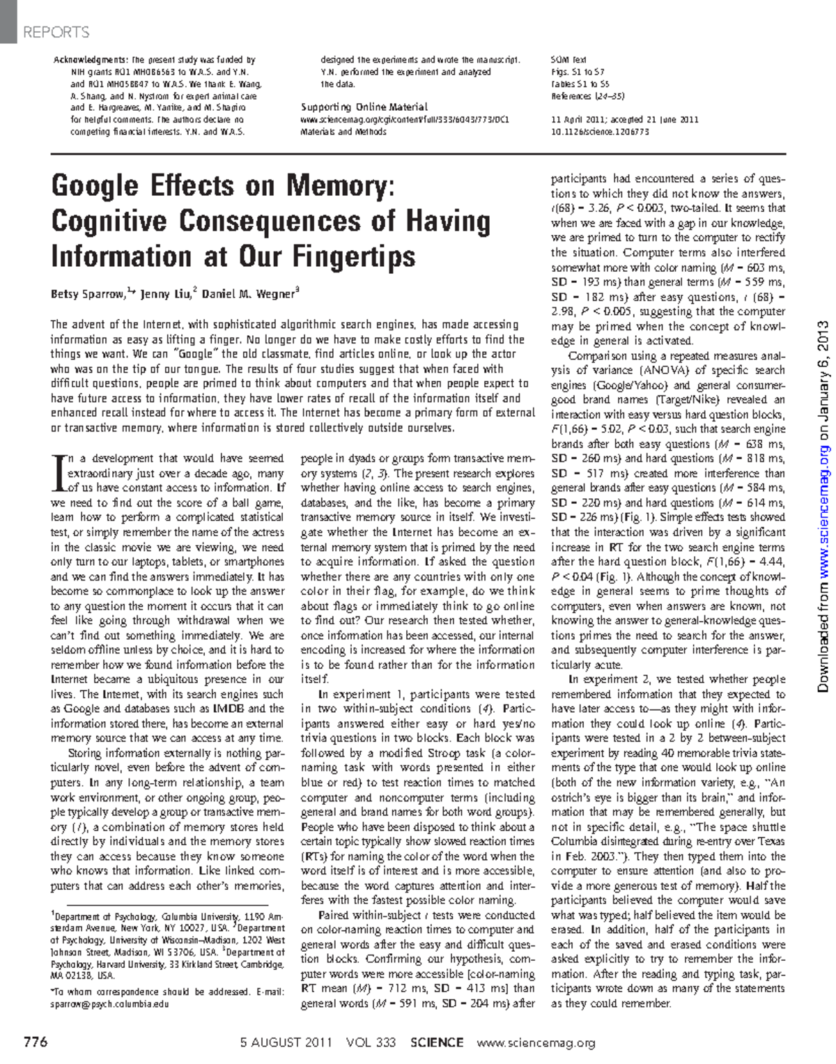Article 3 Google Memory - Acknowledgments: The present study was funded ...
