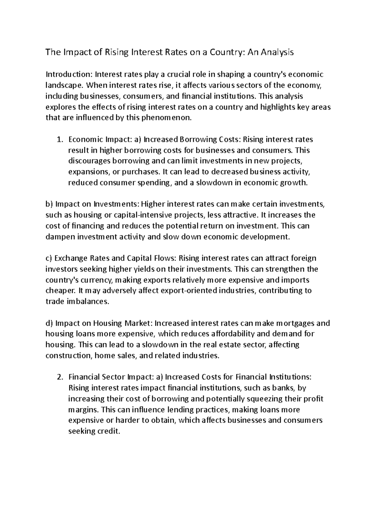 The Impact of Rising Interest Rates on a Country- An Analysis - The ...