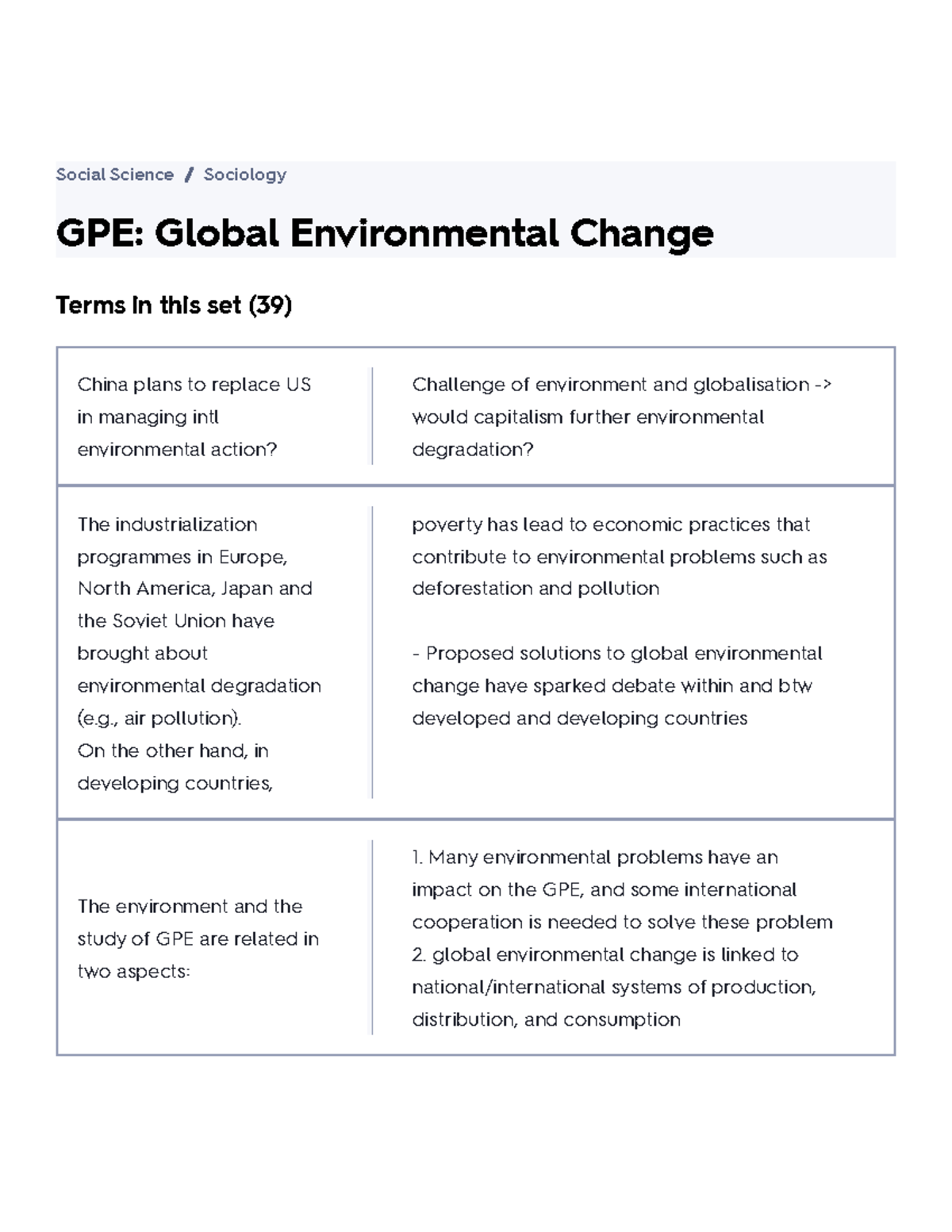 GPE- Global Environmental Change Flashcards Quizlet - GPE: Global ...