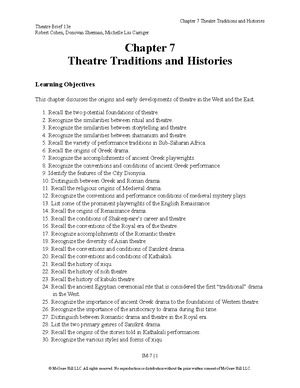 Chapter 1 Notes - What is Theatre? - Theatre Brief 13e Robert Cohen ...
