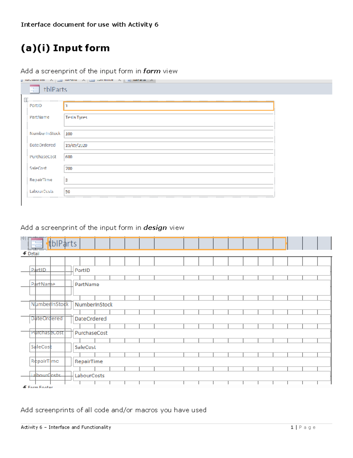 Activity 6 - class notes - Interface document for use with Activity 6 ...