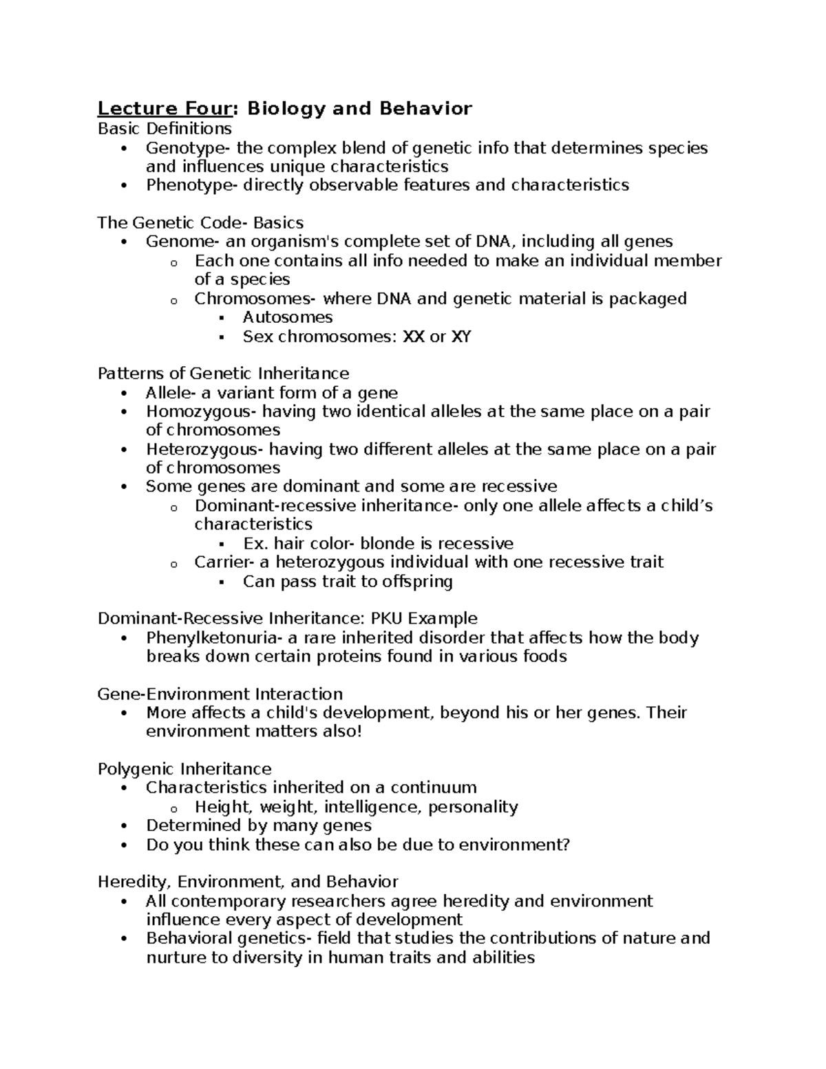 Child Psychology Chapter 4 - Biology and Behavior - Lecture Four ...