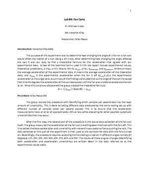 Lab report 2 - Pendulum Experiment vs Theory How period changes with ...