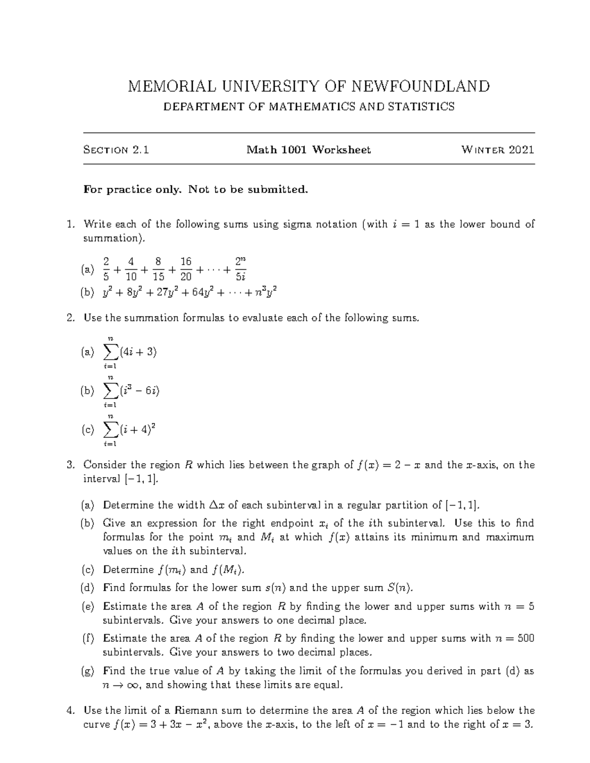 culus Worksheet Calculus Worksheet Calculus Worksheet - MEMORIAL ...