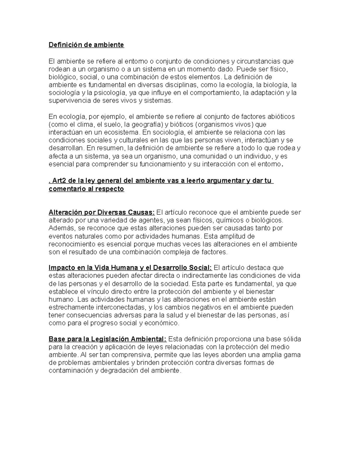 Definición de ambiente - Definición de ambiente El ambiente se refiere ...