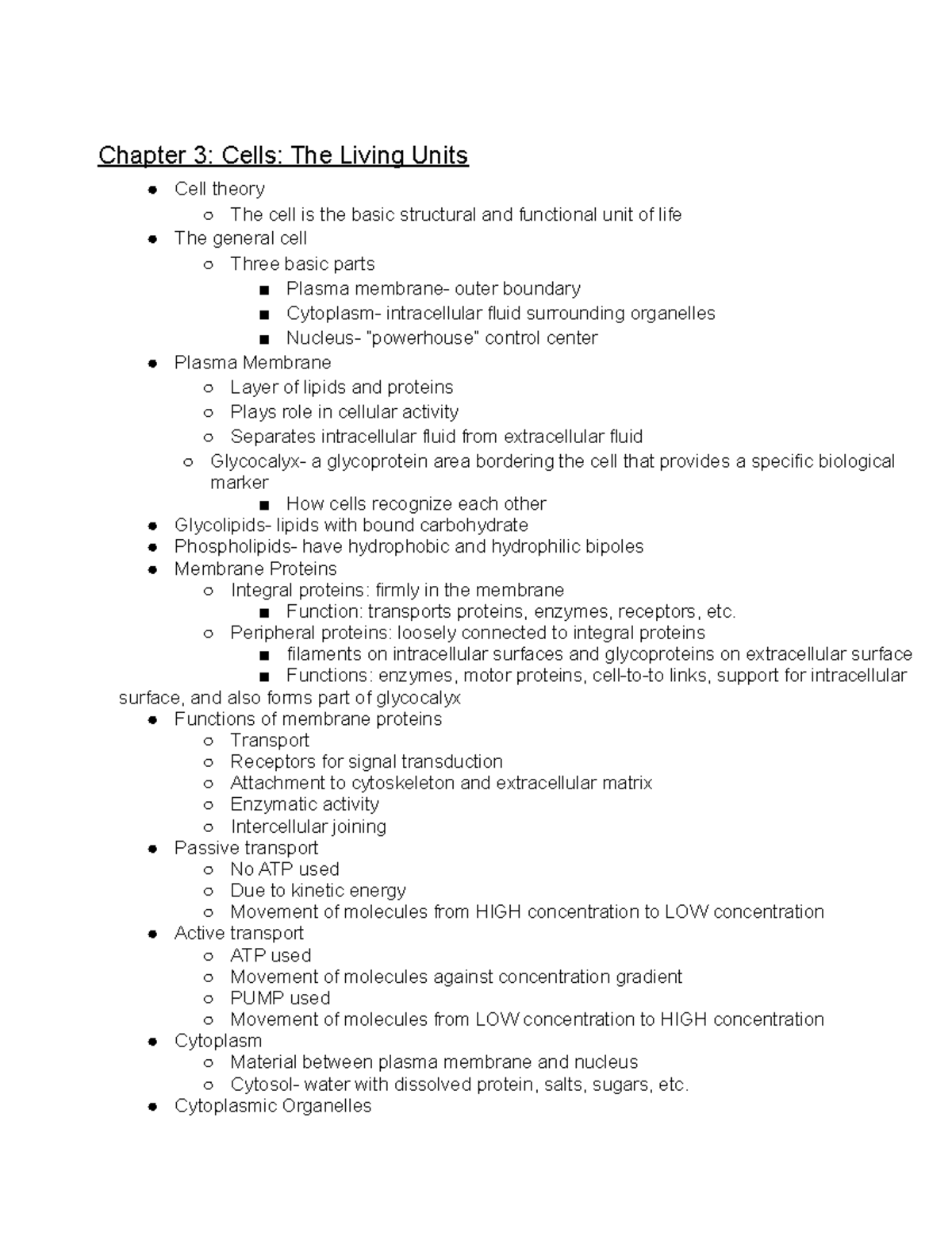 Stu Docu Notes 2 - Chapter 3 of Anatomy and Physiology I lecture ...