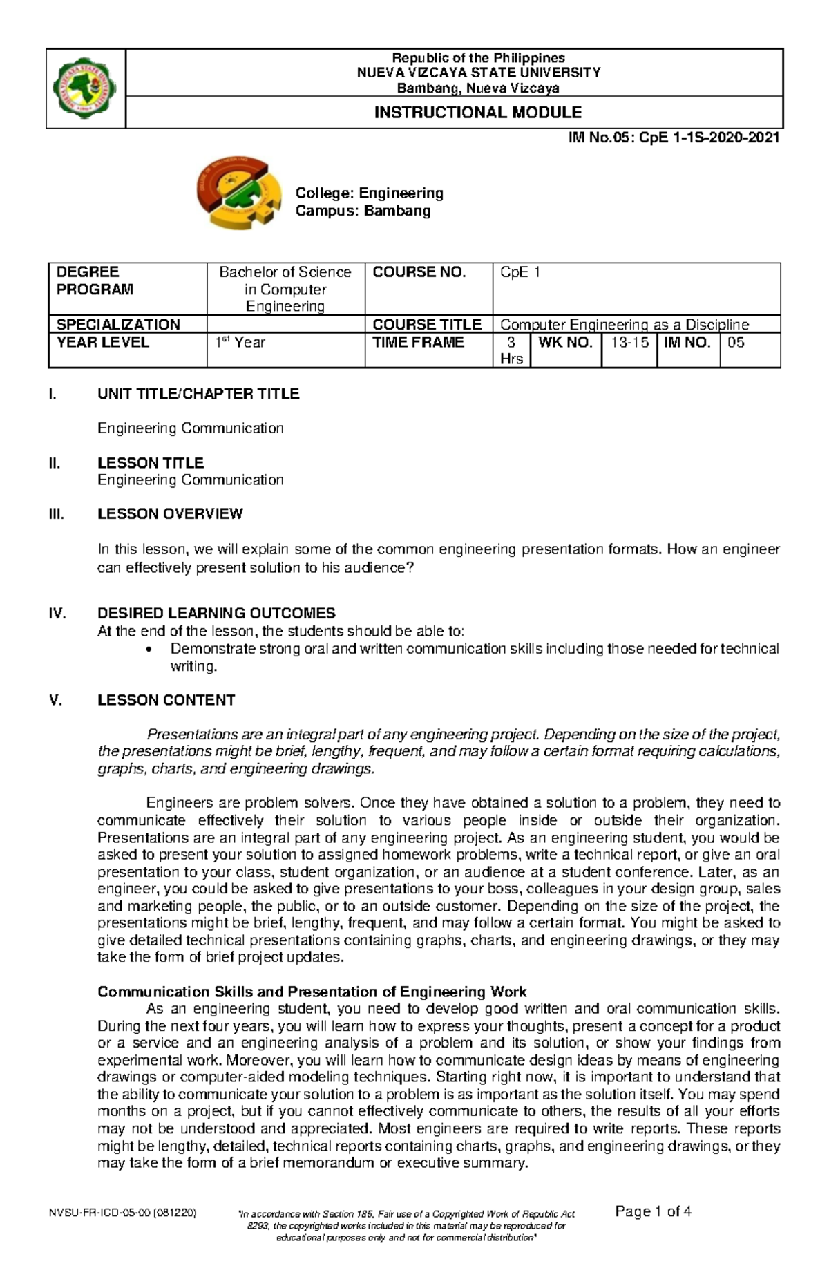 Module CED 5 - NUEVA VIZCAYA STATE UNIVERSITY Bambang, Nueva Vizcaya ...
