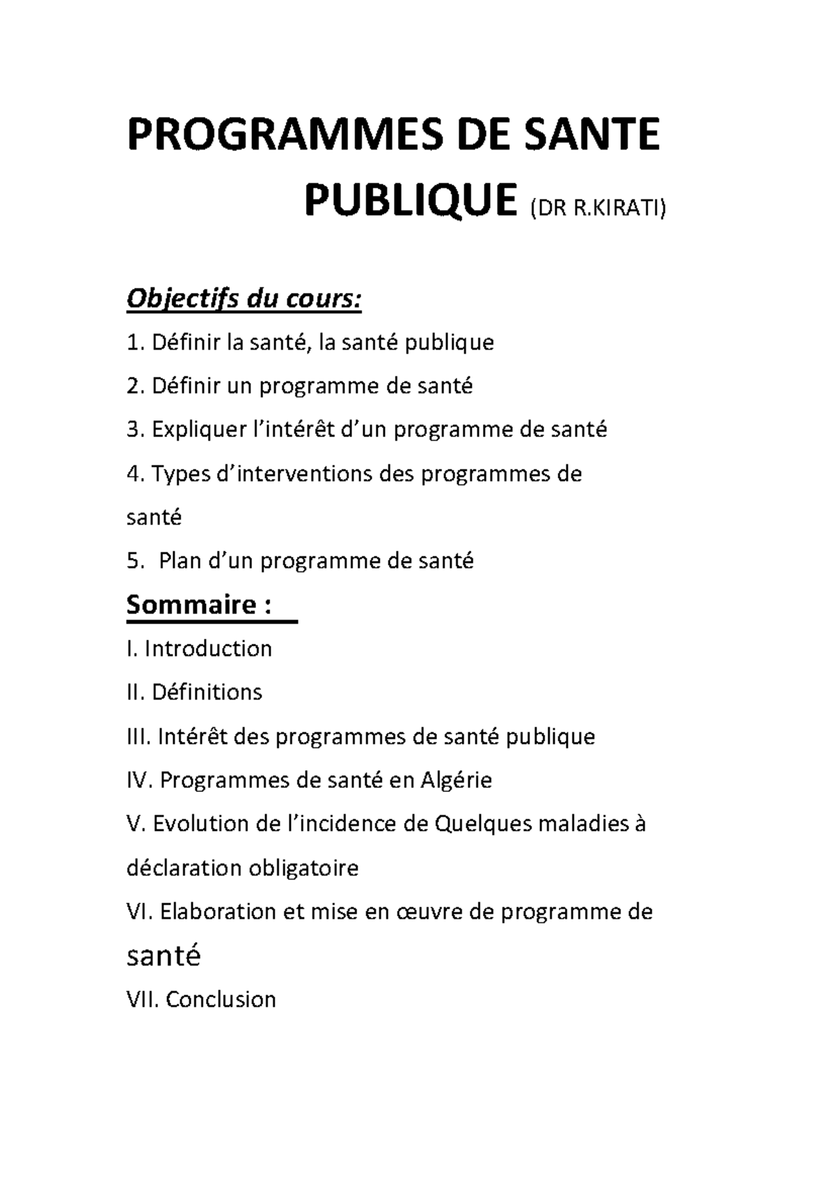 Epidemio 6an-programmes sante publique - PROGRAMMES DE SANTE PUBLIQUE ...