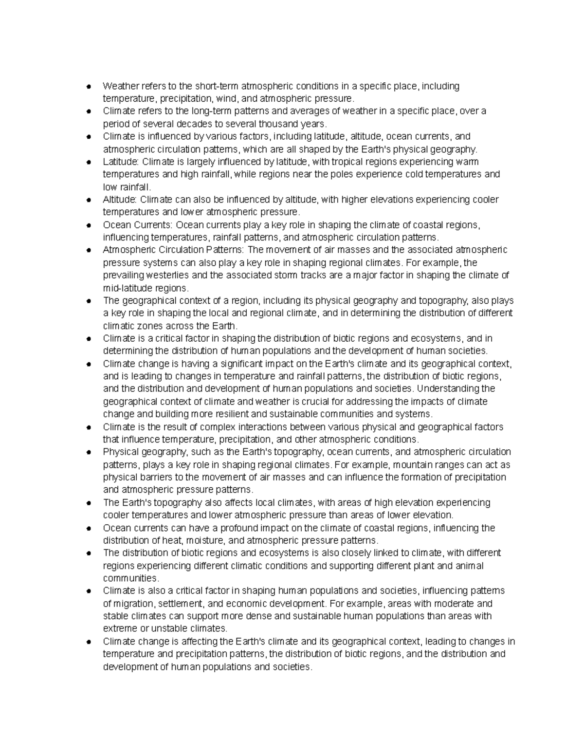 Geography 120 Notes - Intro to Weather and Climate - Weather refers to ...