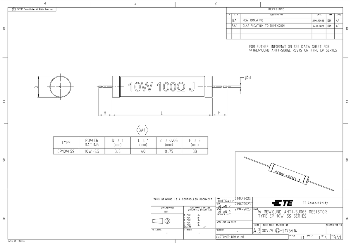 ENG CD 2176614 BA1-3367921 - A DIMENSIONS: 0 PLC 1 PLC 2 PLC 3 PLC 4 ...
