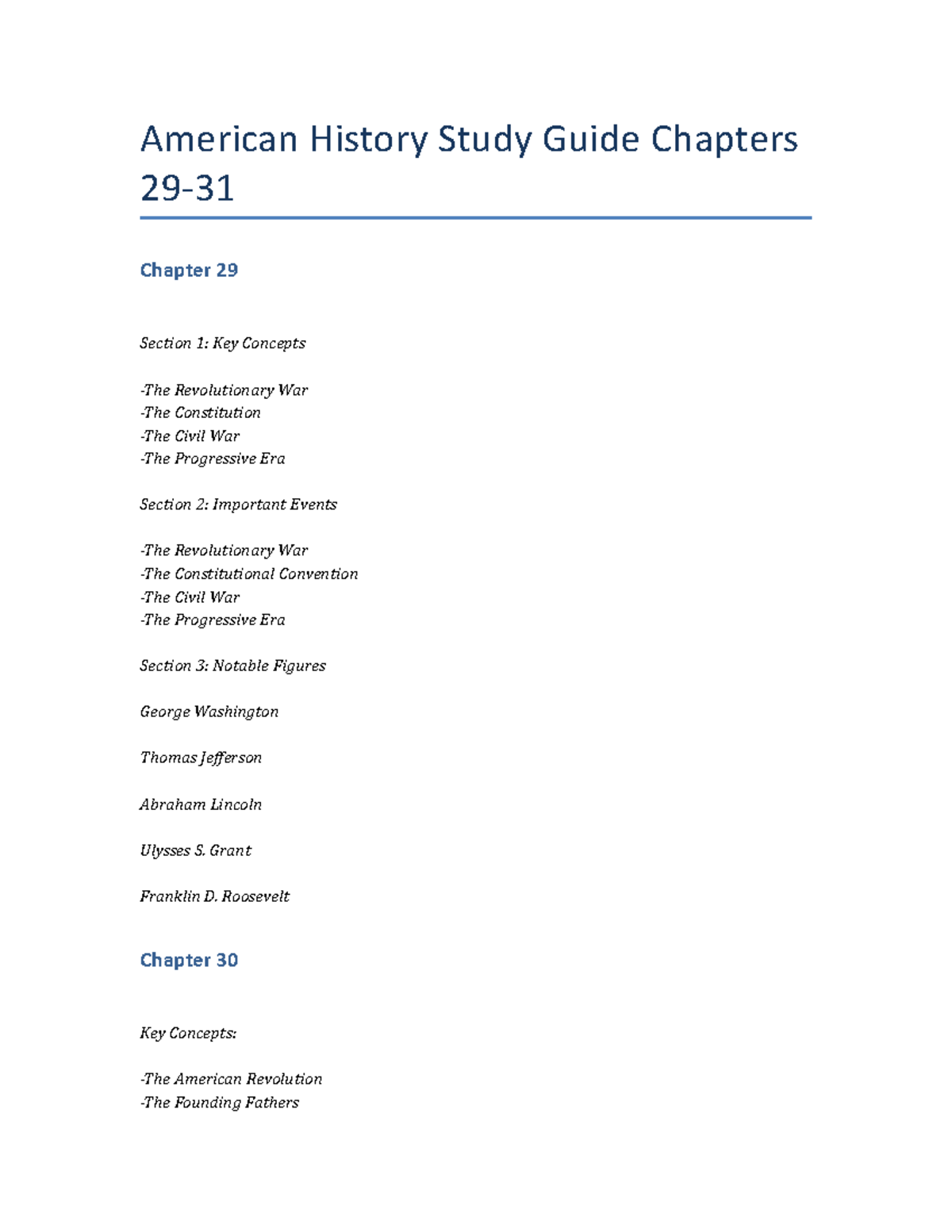 American History Study Guide Chapters 29-31 - American History Study ...