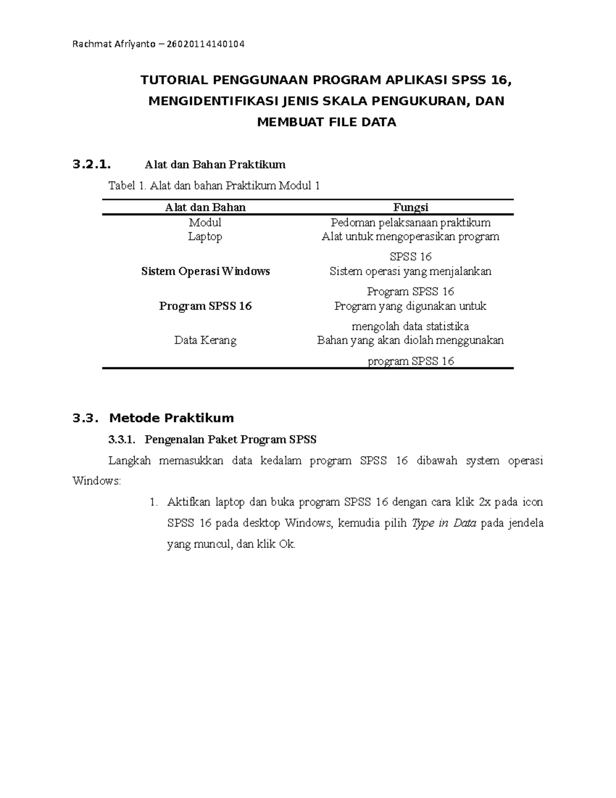Tutorial SPSS, Mengenal SPSS 16, Mengidentifikasi jenis skala ...