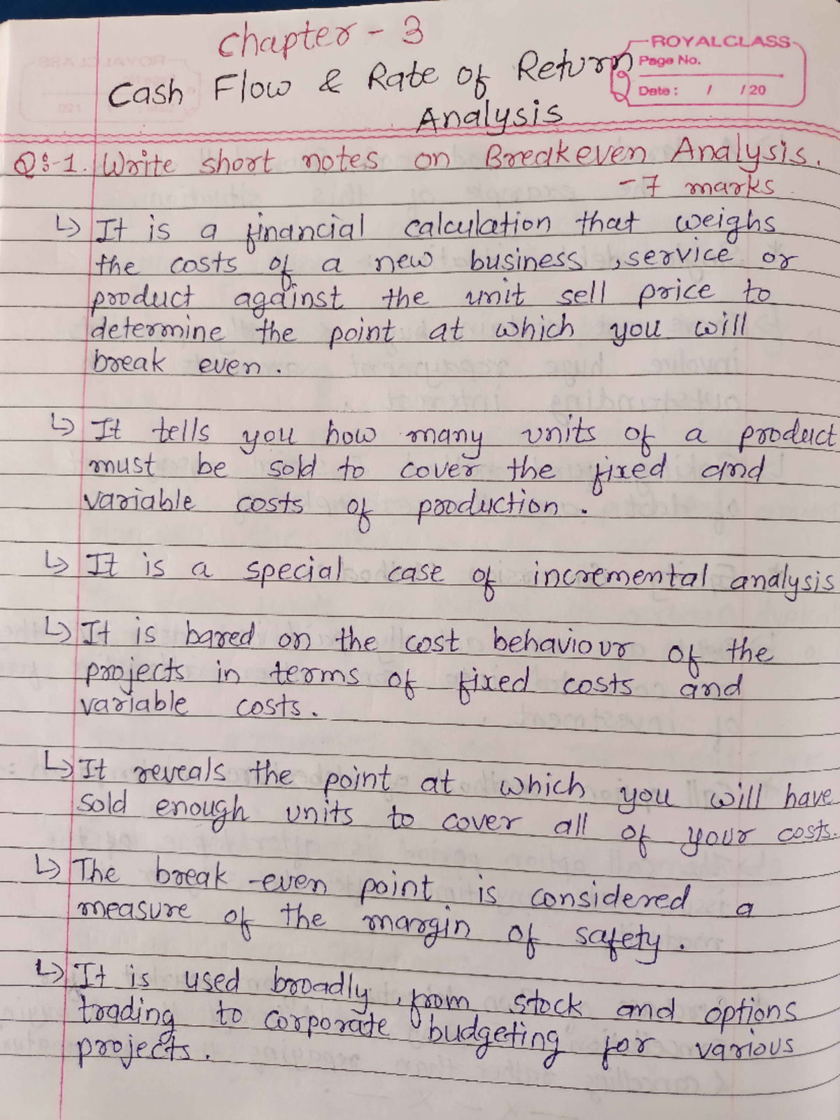 Economics for Engineers Chaptre- 3 Notes - chapter 3 ROYALCLASS Cash ...