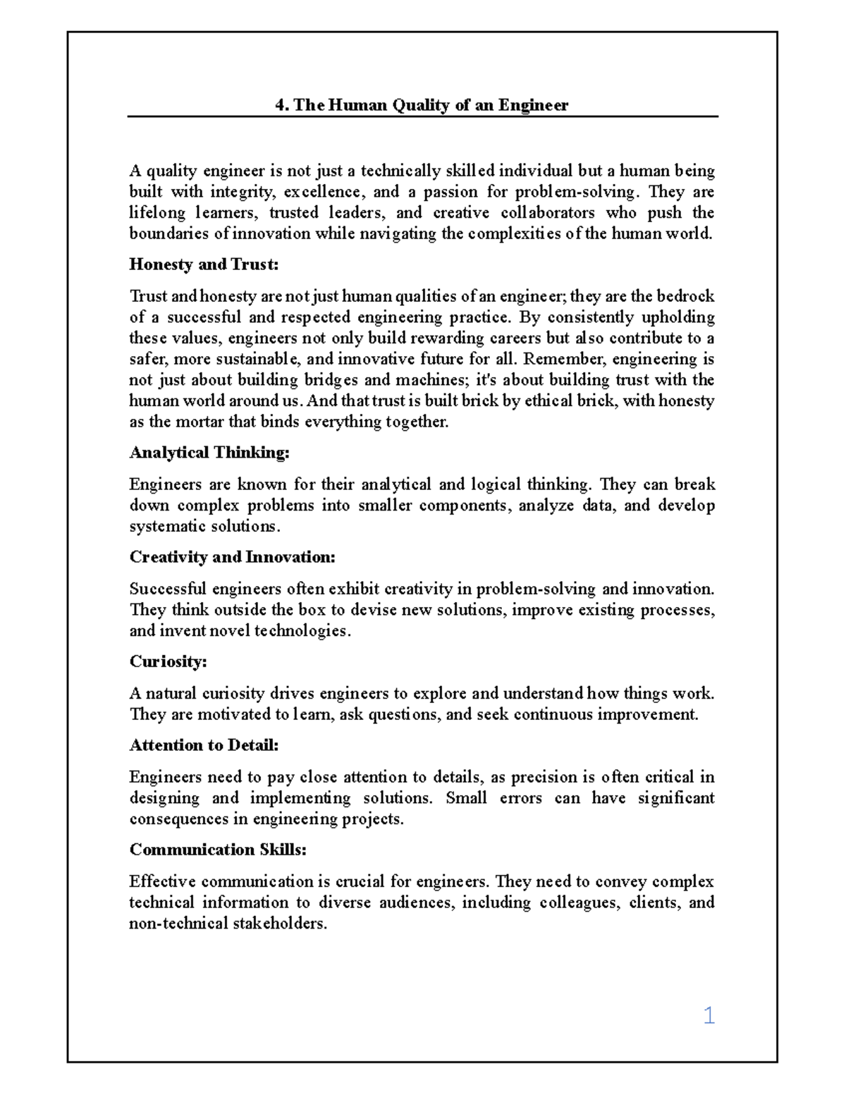 4. Human Quality of Enginer - 1 4. The Human Quality of an Engineer A ...