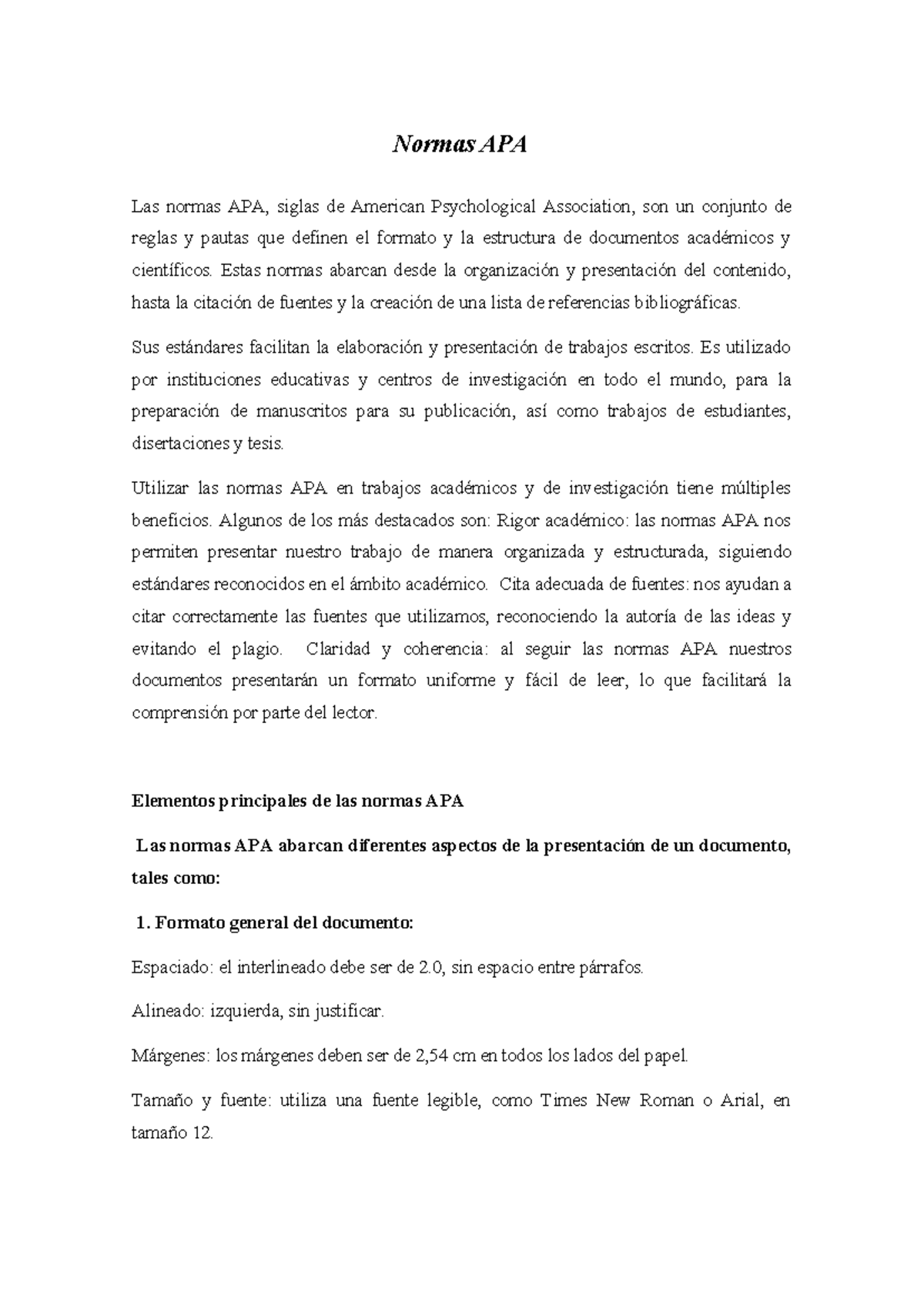 `normas apa - Resumen Informatica - Normas APA Las normas APA, siglas ...