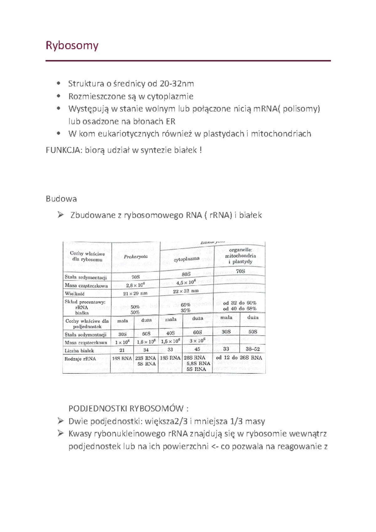 Rybosomy- biologia komórki - Rybosomy Struktura o średnicy od 20-32nm ...