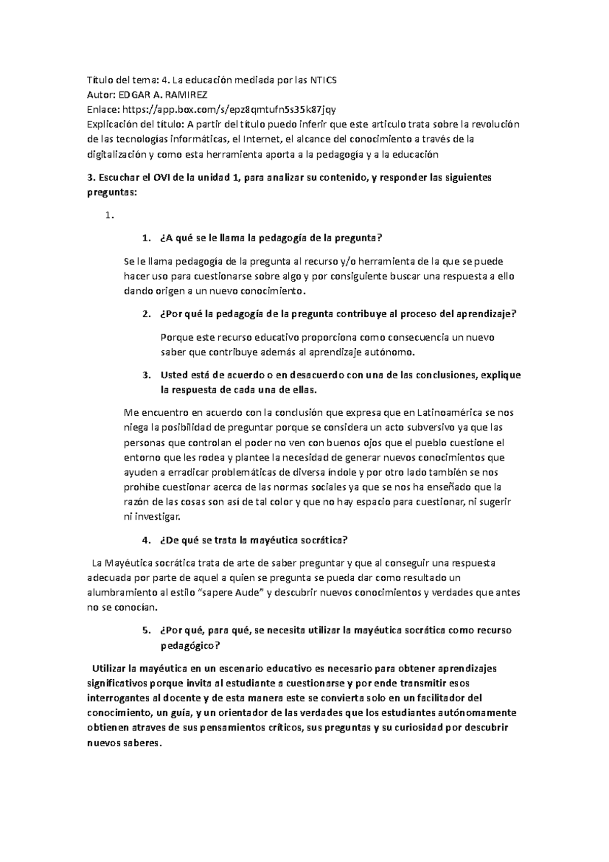 Titulo del tema - HOLA - Título del tema: 4. La educación mediada por las NTICS Autor: EDGAR A ...