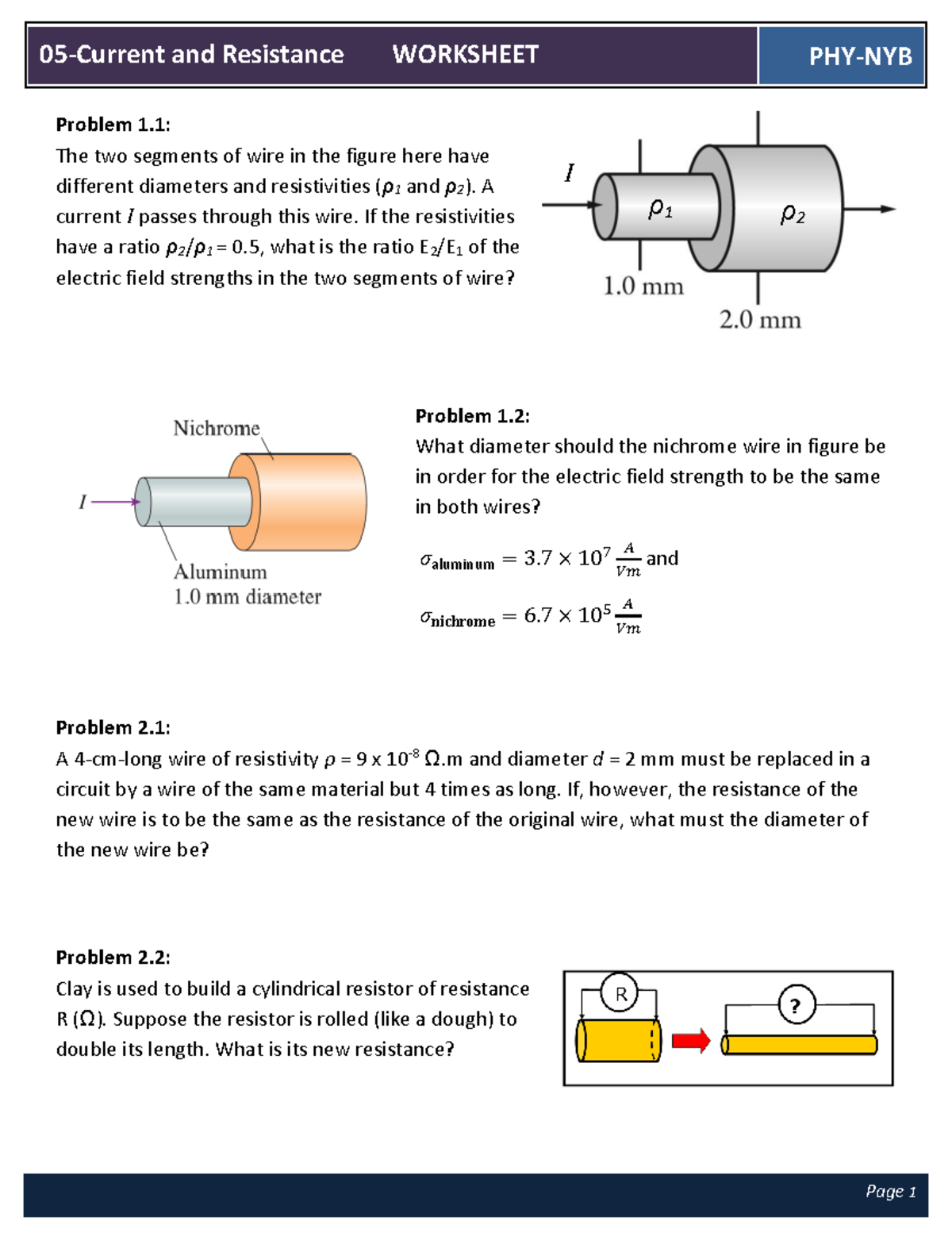 NYB-Worksheet-05 W22 - exercises - 05 - Current and Resistance ...