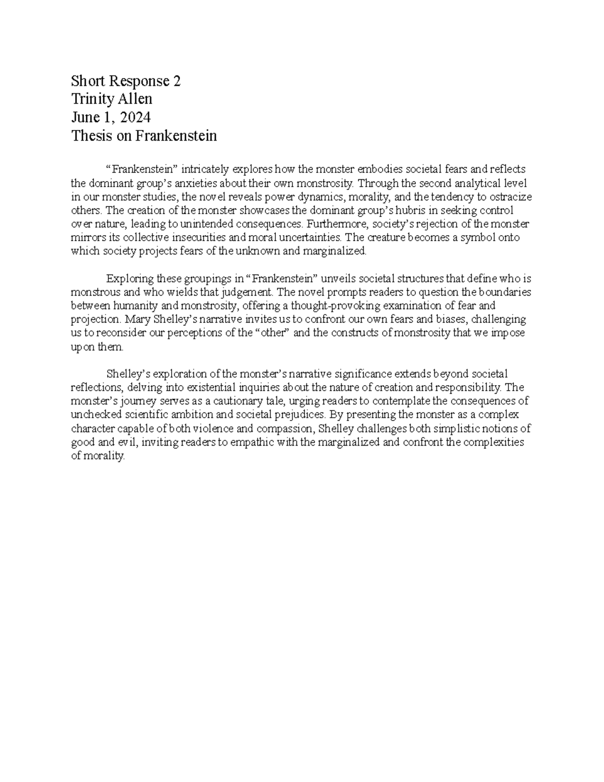 Short Response 2 - assignment - Short Response 2 Trinity Allen June 1 ...