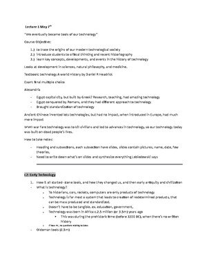 Hist 115 - Notes taken in Prof. Lech's class - Hist 115 – History of ...