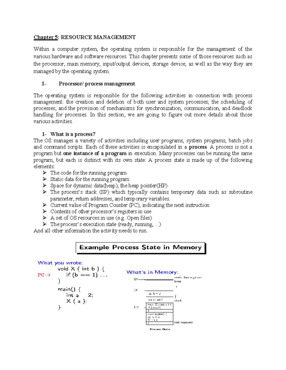 CEC220 Part1 Chapter 5 - Chapter 5: RESOURCE MANAGEMENT Within a ...