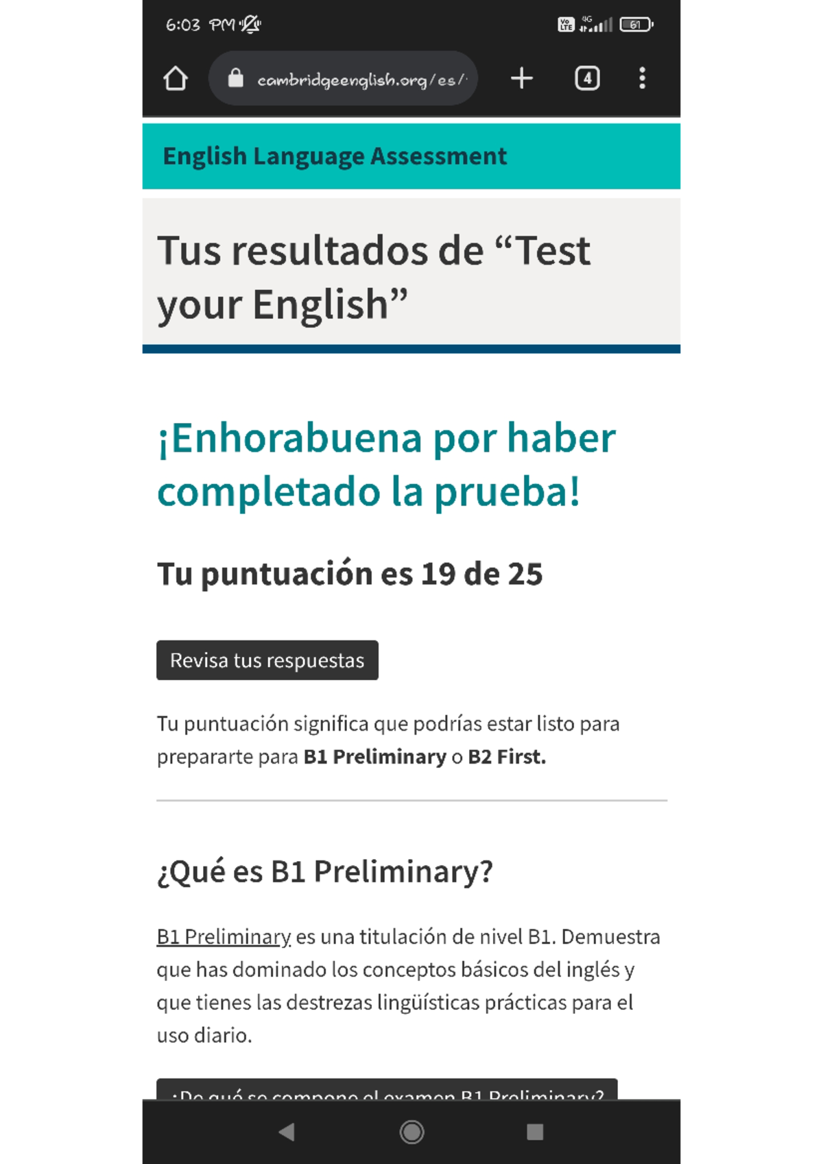 ACT0 B1 2F Carrera Jiménez ALAN Jonathan - 4G 6:03 PM Vo LTE 61 4 English Language Assessment ...