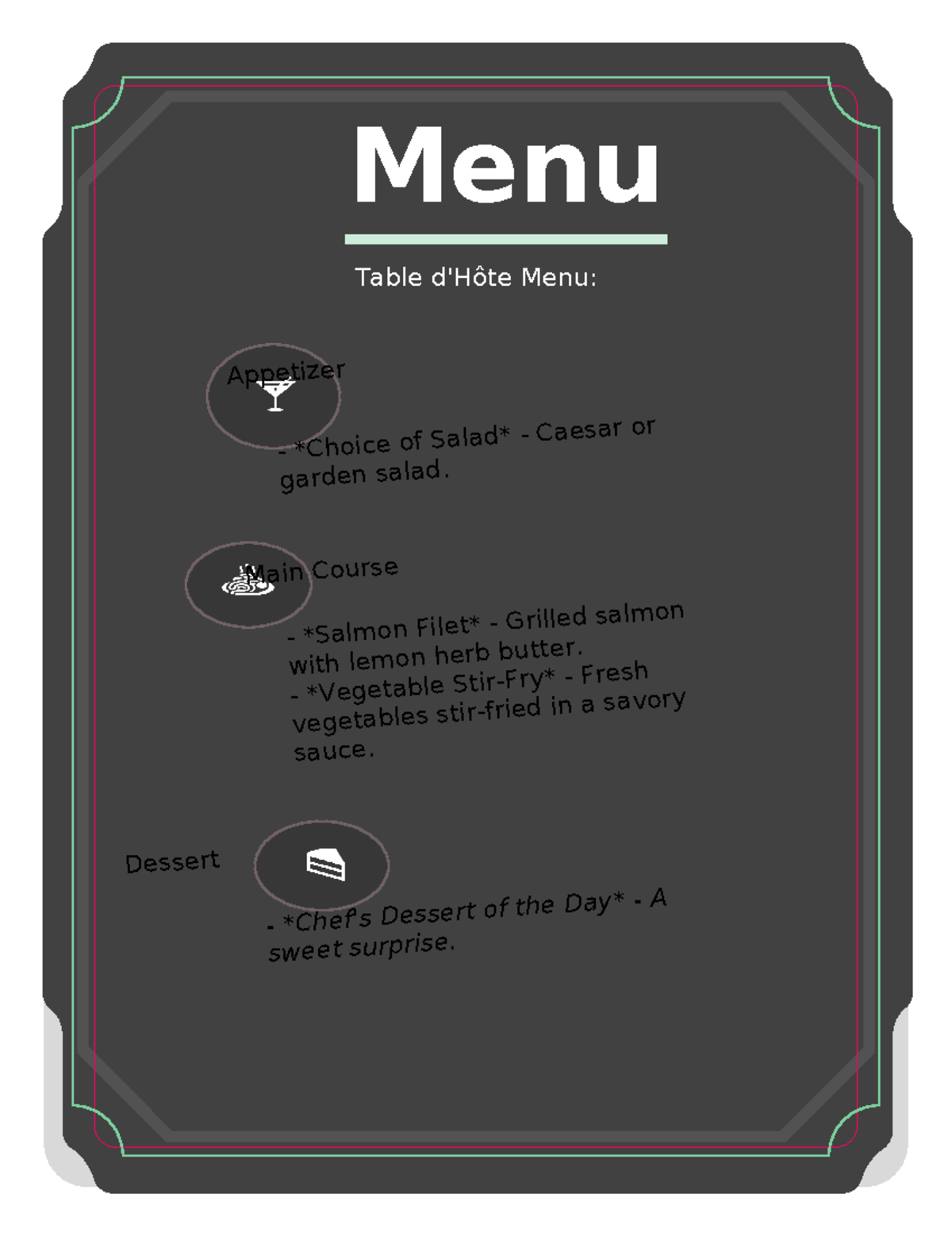 Table d’hôte menu - You should learn by seeing this one - Work ...
