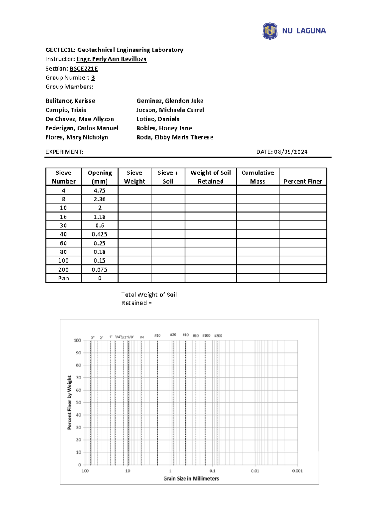 Sieve Analysis FORM - form - GECTEC1L: Geotechnical Engineering ...