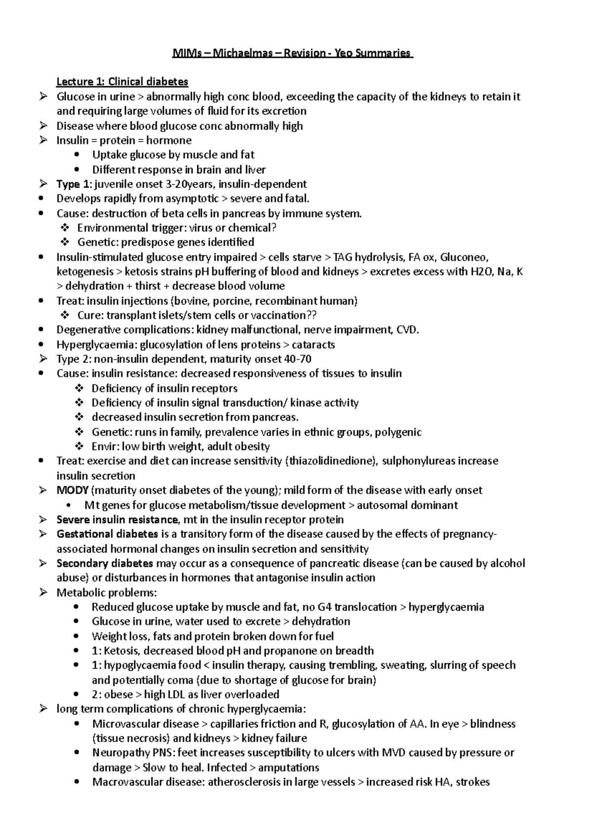 MIMs - Michaelmas - Revision - Yeo Summaries - MIMs – Michaelmas – Revision - Yeo Summaries ...
