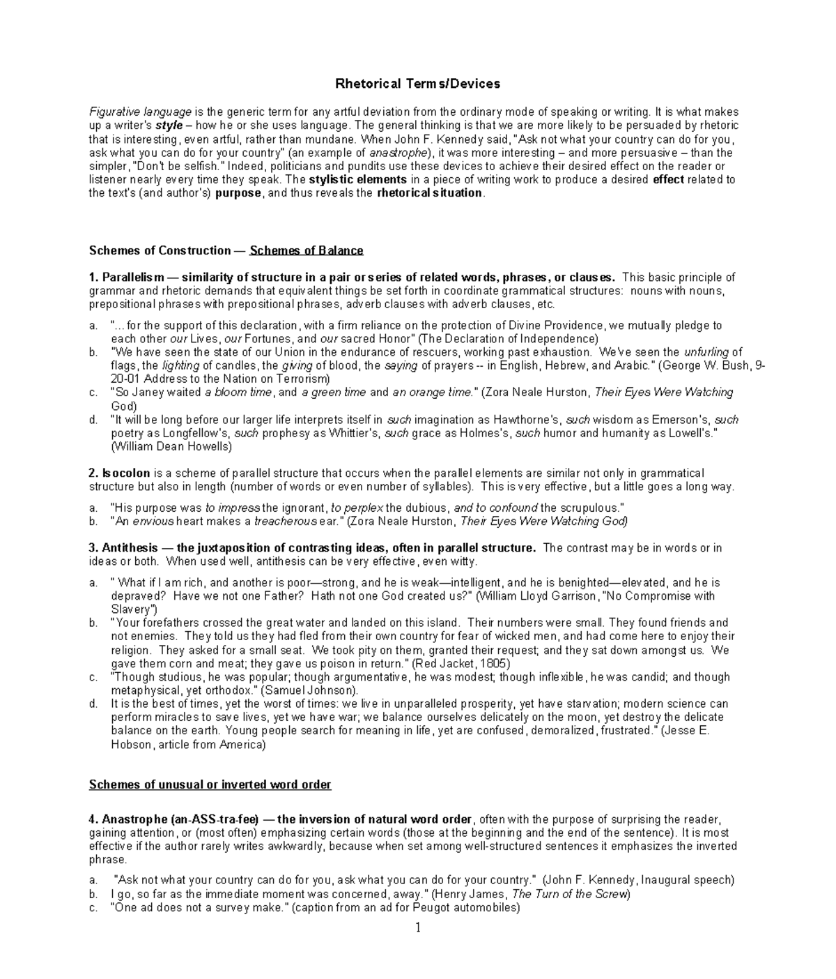 Rhetorical Devices List AP Language - Rhetorical Terms/Devices ...