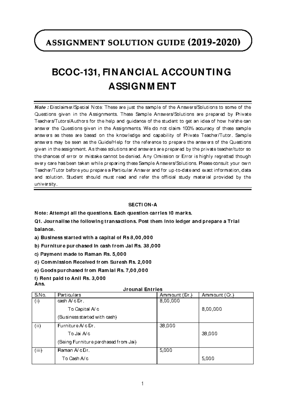 BCOC-131 E OK - ASSINGMENTS REGARDING FINANCIAL ACCOUNTING - BCOC-131 ...