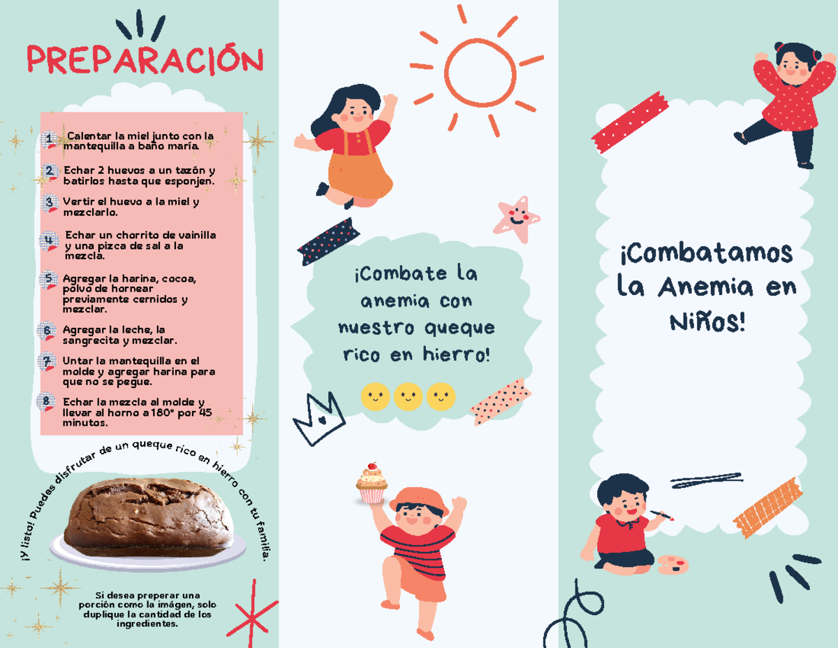 Tríptico Anemia - Agregar la harina, cocoa, polvo de hornear ...