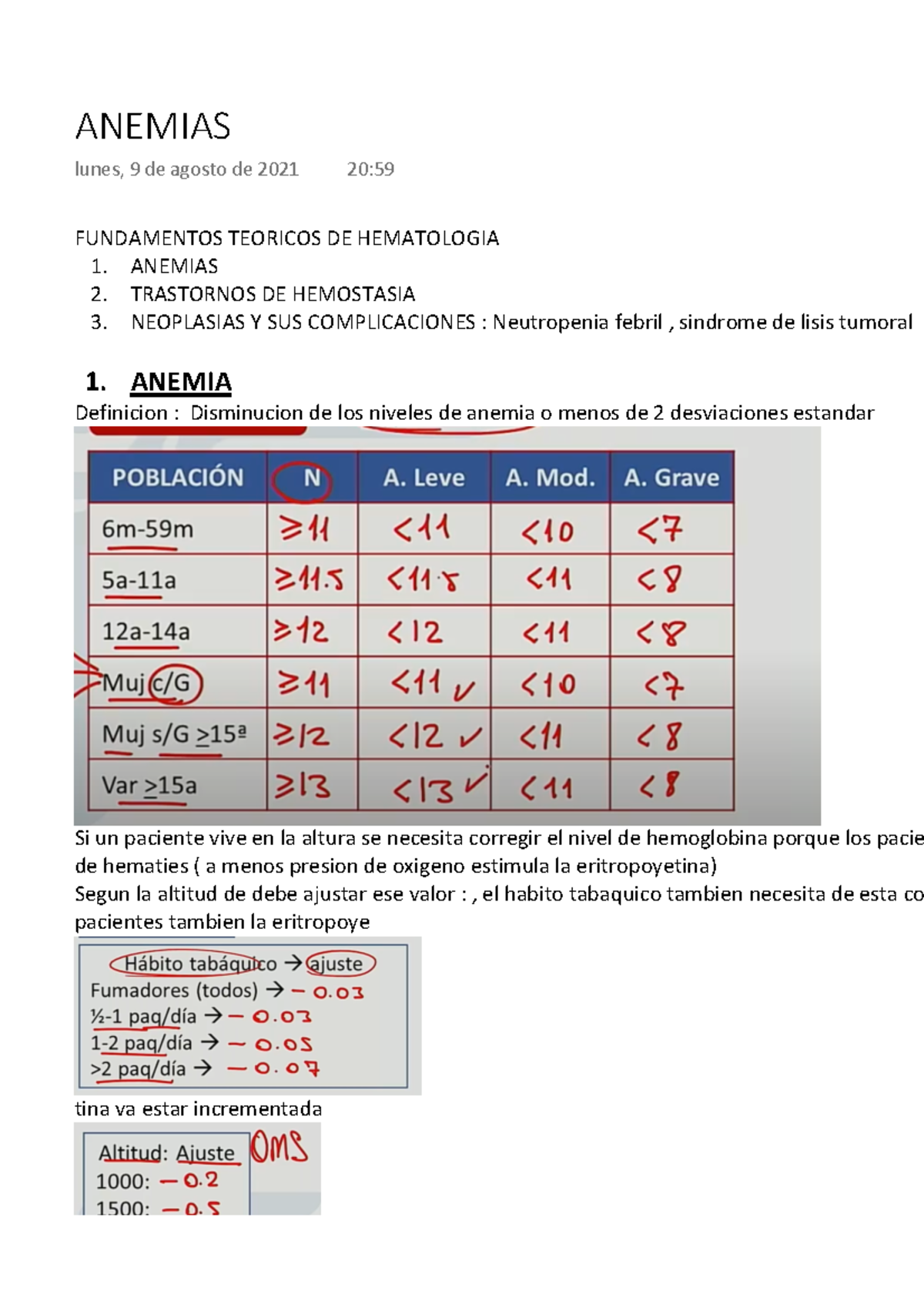 Anemias : resumen de las anemias mas frecuentes - FUNDAMENTOS TEORICOS ...