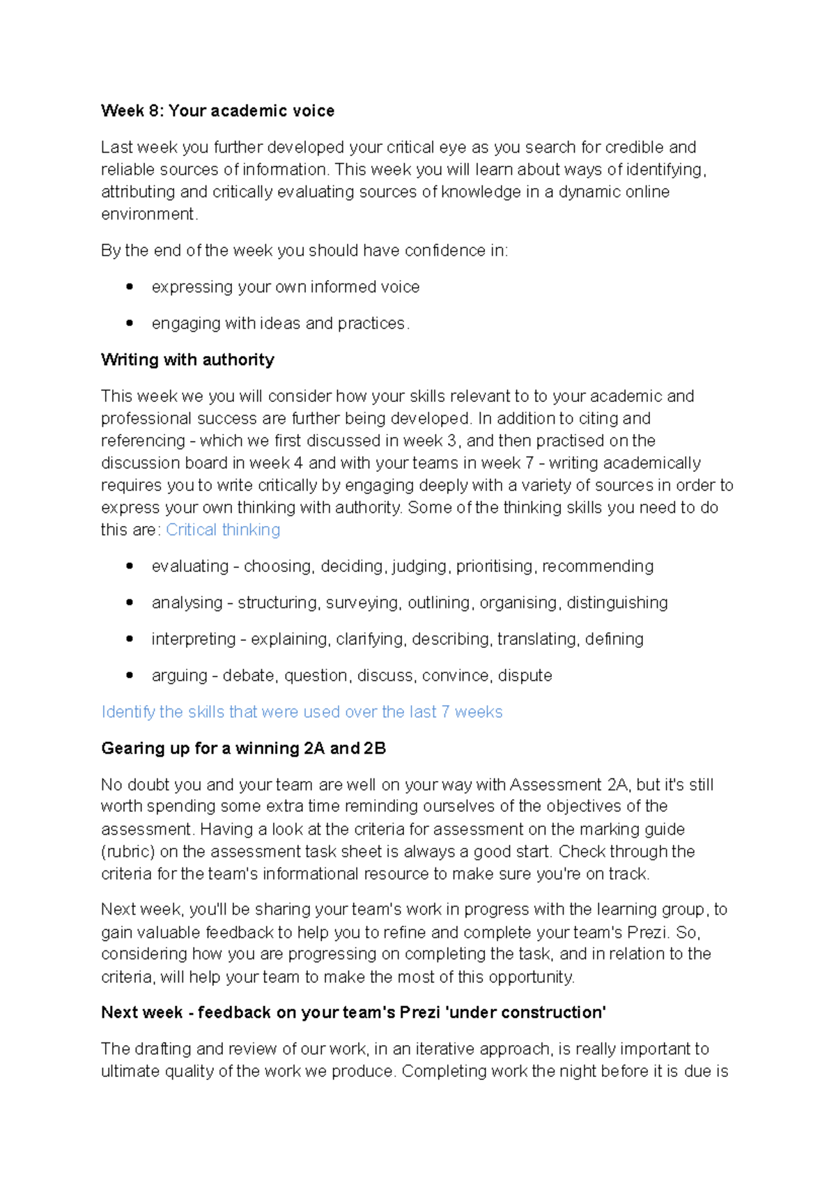 Week 8 Lecture Notes Week 8 Learning And Communicating Online Week 8 Your Academic Voice