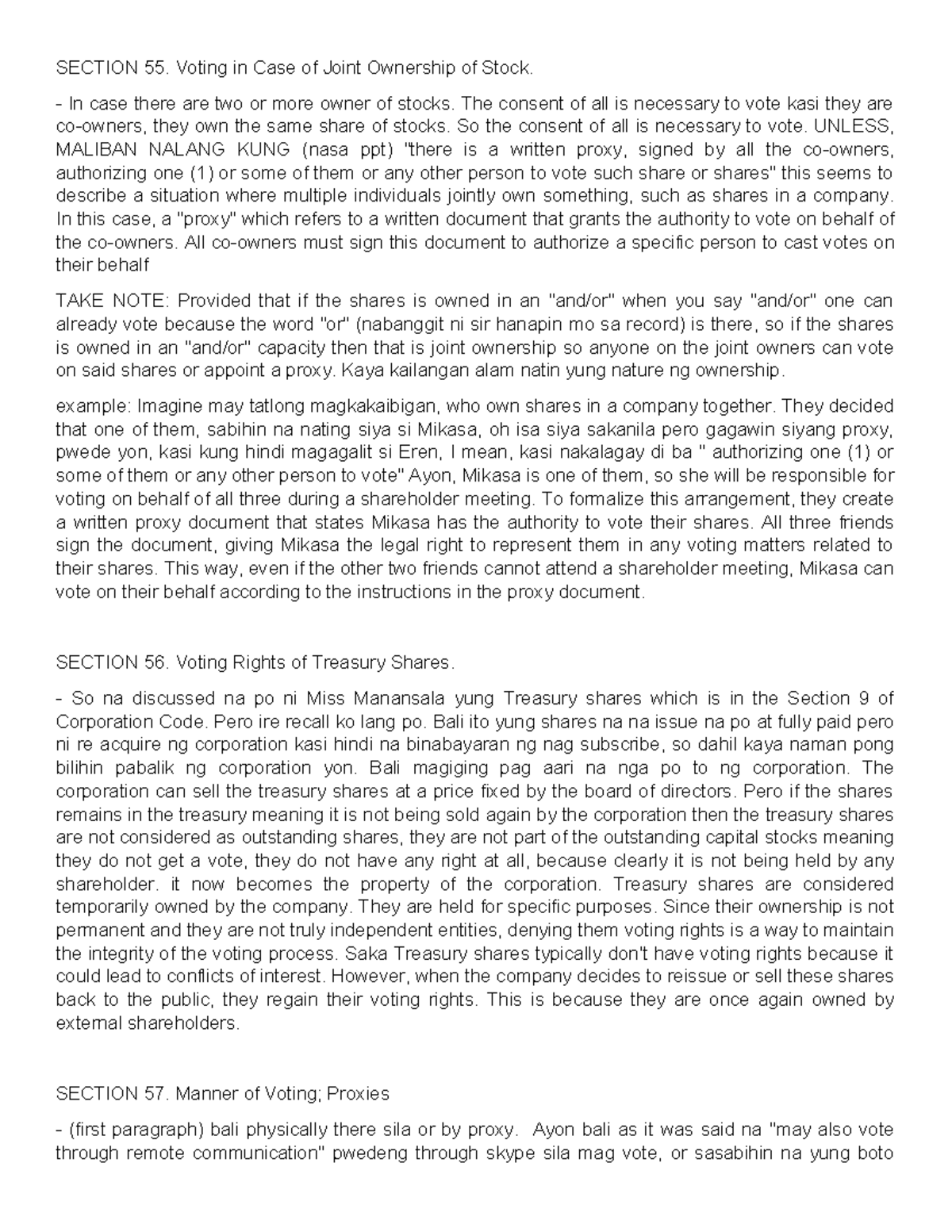 Corporation Law - SECTION 55. Voting in Case of Joint Ownership of ...