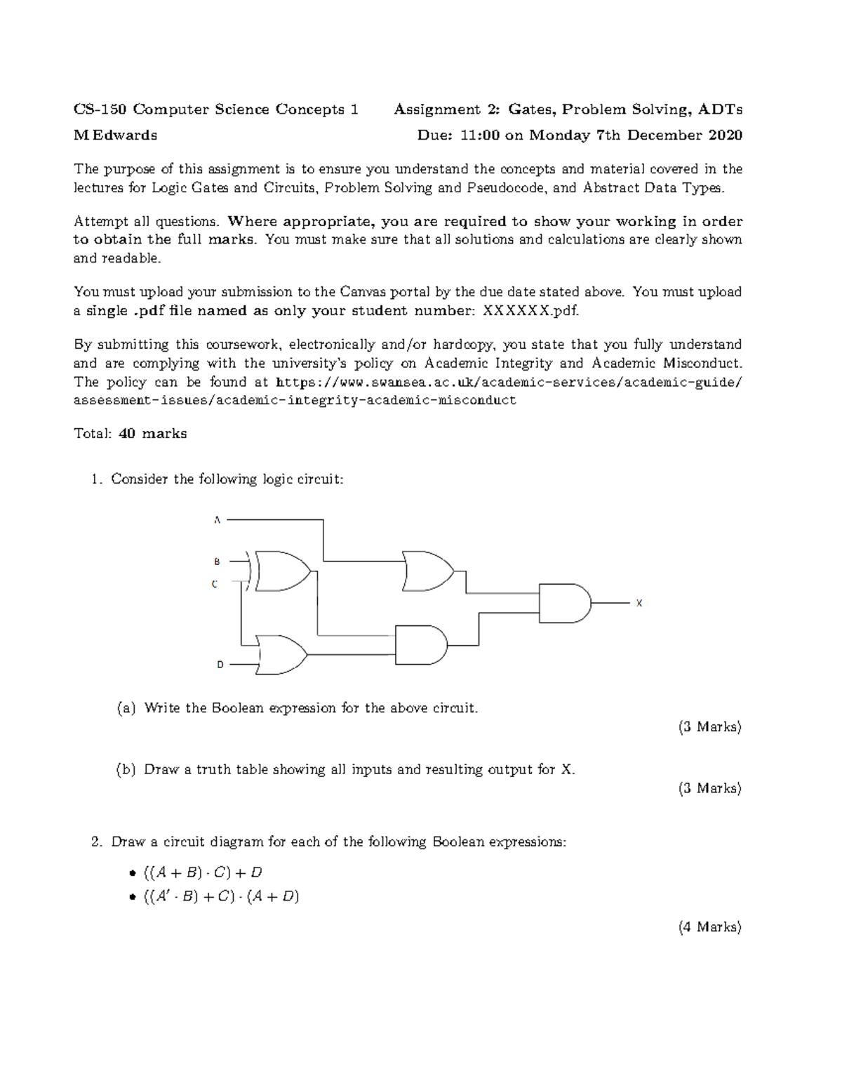 CS-150 Assignment 2 - CS-150 Computer Science Concepts 1 Assignment 2 ...
