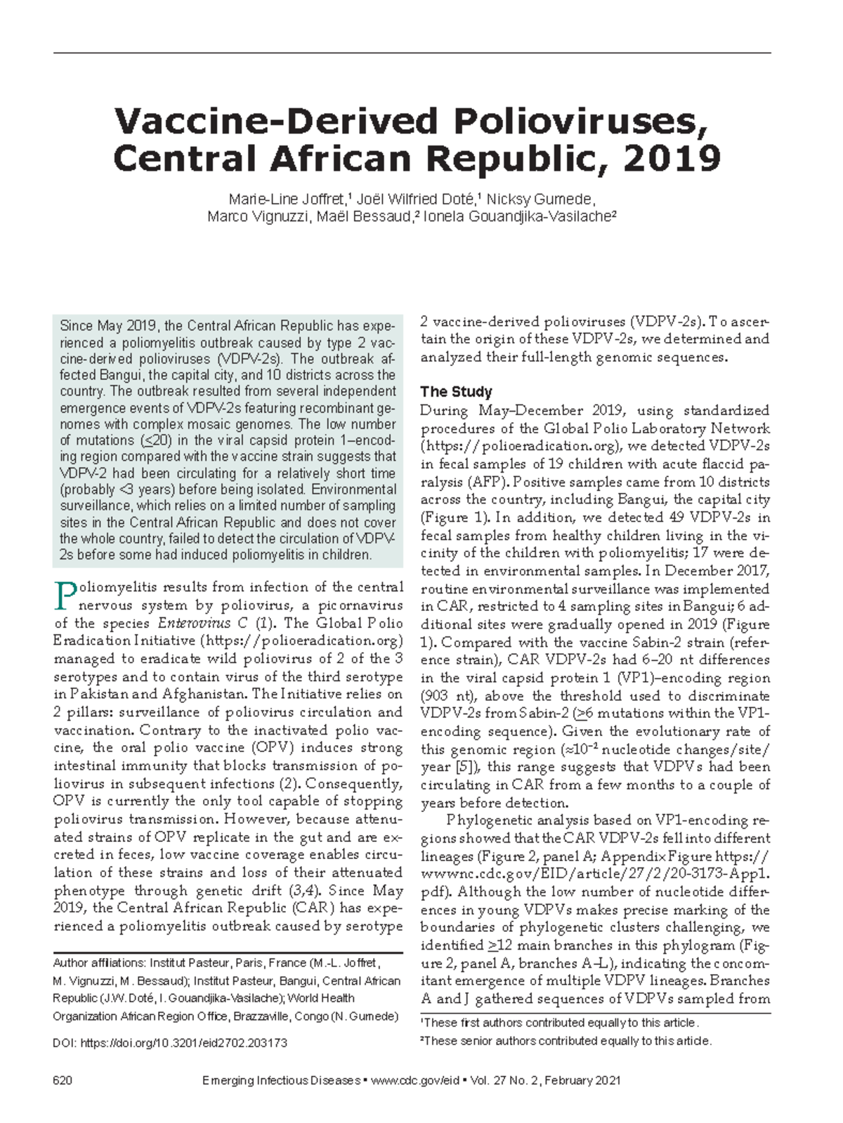 Journal 3. Vaccine-Derived Polioviruses - 620 Emerging Infectious ...
